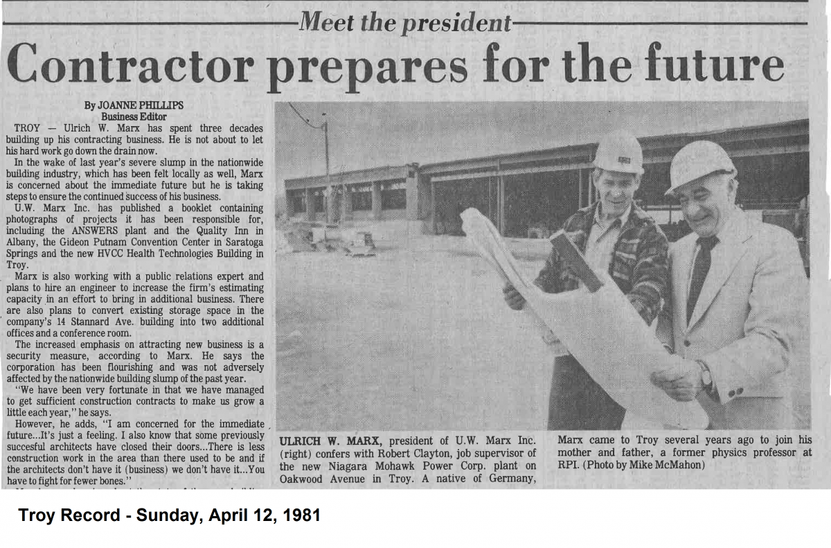 Firm Profile - Construction Management New York - U.W Marx